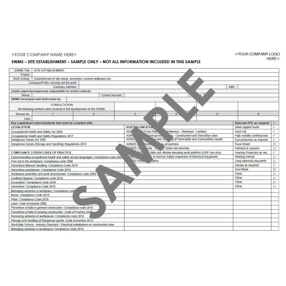 Sample SWMS